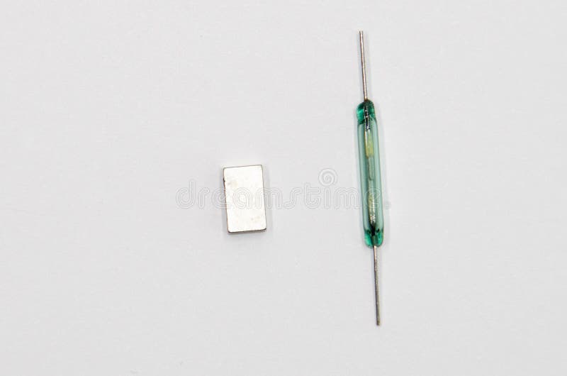 Magnetic Reed Switch and Magnet Stock Image - Image of equipment ...