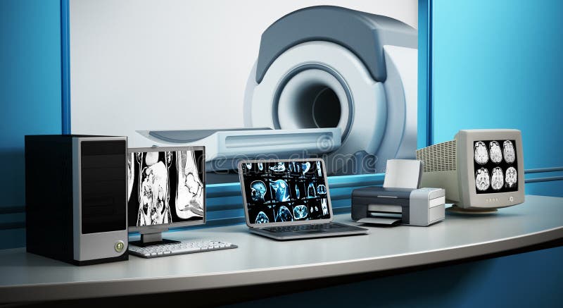 Magnetic Resonance Imaging MRI Device and Computer Systems Stock ...