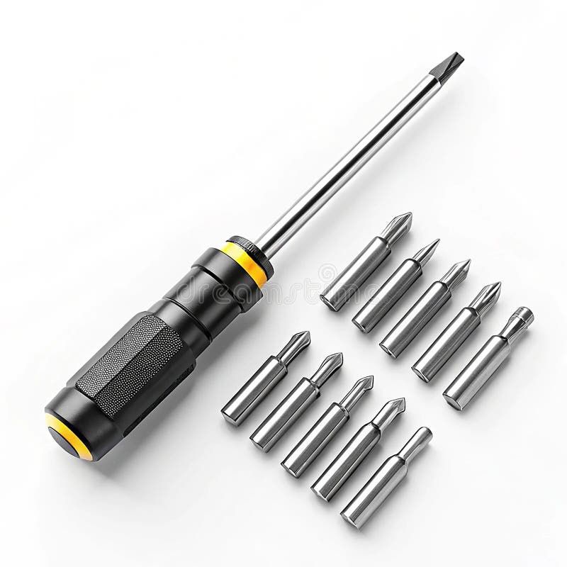 Magnetic Screwdriver Set with Precision Tips Stock Illustration ...