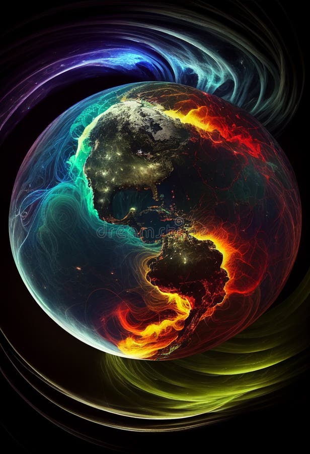 Magnetic Storms in Space. AI Generated Stock Illustration ...