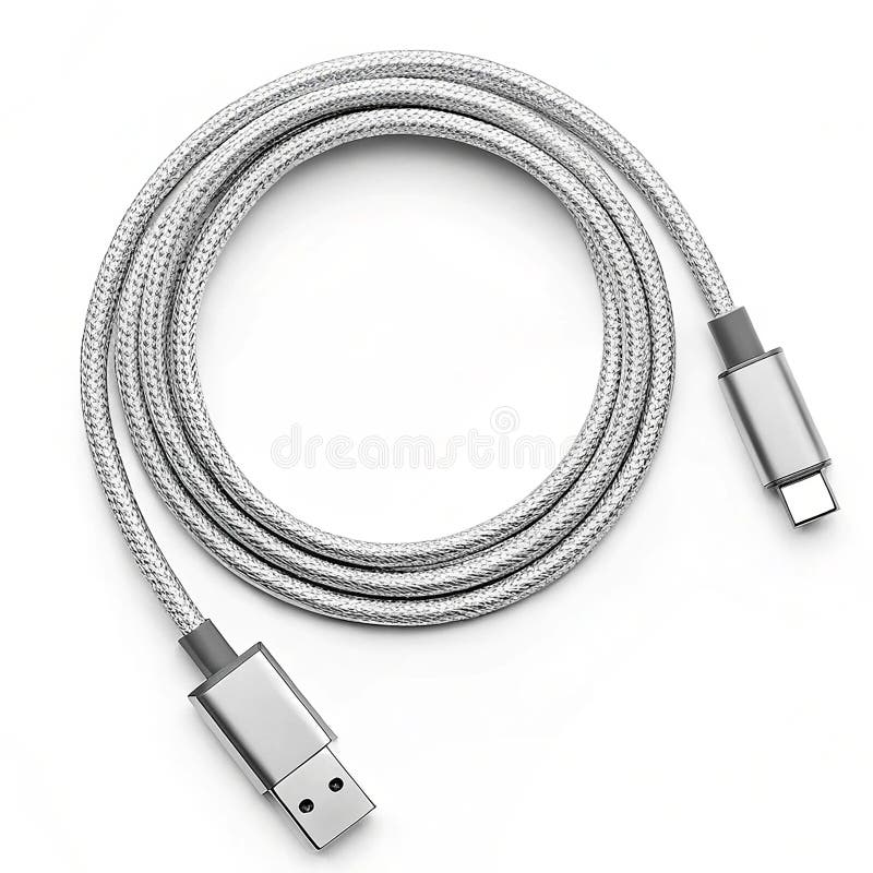 Magnetic USB Cable on White Background Stock Illustration ...