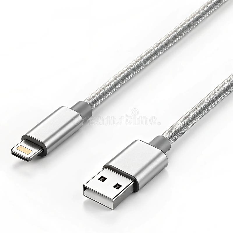 Magnetic USB Cable on White Background Stock Illustration ...