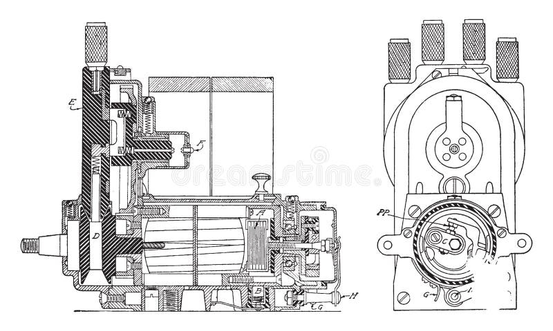 Magneto System, Vintage Illustration Stock Vector - Illustration of ...