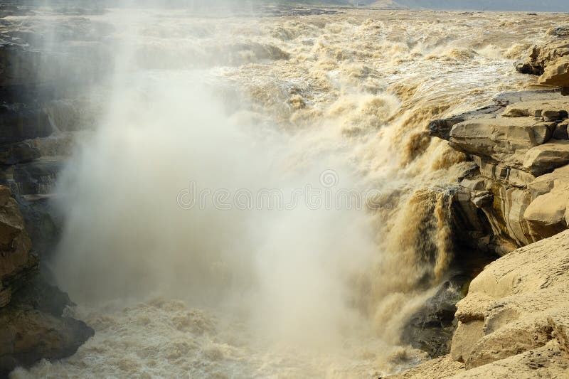 The Magnificence of Yellow River Hukou Waterfall Stock Image - Image of ...