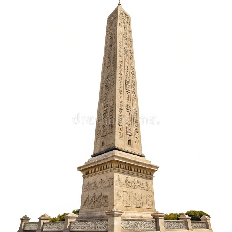 Magnificent Ancient Egyptian Obelisk Isolated on White Background Stock ...