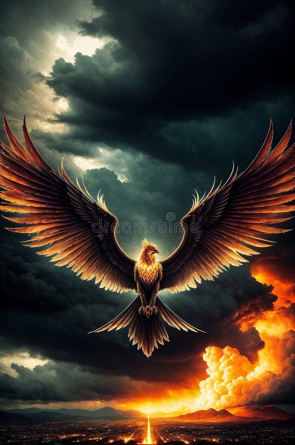 A Magnificent Bird Rising in the Sky with an Explosion in the ...