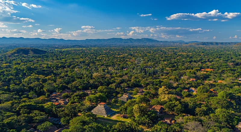 Magnificent Bird S-Eye View of Ancient Mayan Pyramids Amidst Dense ...