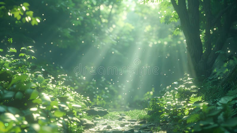 Magnificent Blurred Landscape with Sun Rays Breaking through the Trees ...