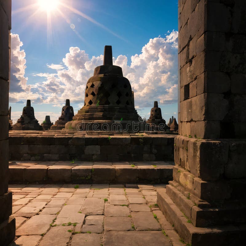 Magnificent Borobudur Temple Aerial Shot. Java, Indonesia Made with ...
