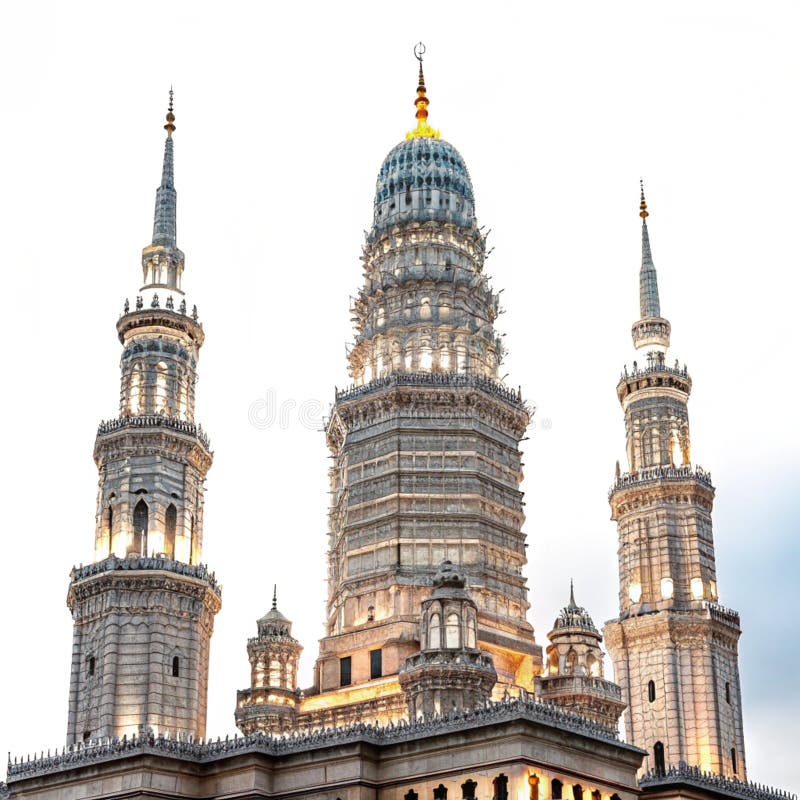 Magnificent Celestial Towers Isolated on White Background Stock ...