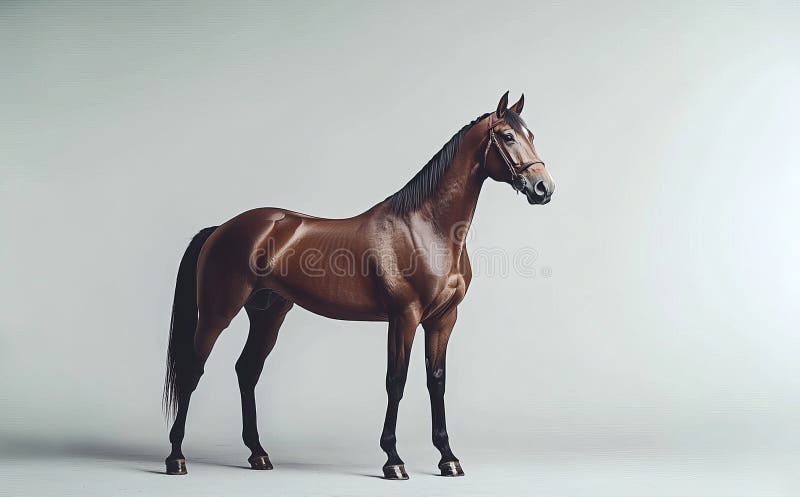 A Magnificent Chestnut Horse Stands Elegantly Against a Simple Backdrop ... A Magnificent Chestnut Horse Stands Elegantly Against a Simple Backdrop ...
