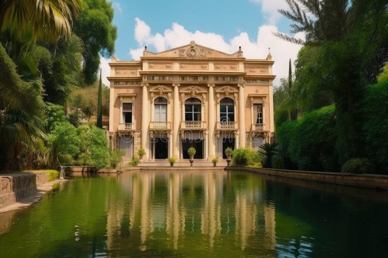 Magnificent Classical Building, Surrounded by Greenery and Water ...