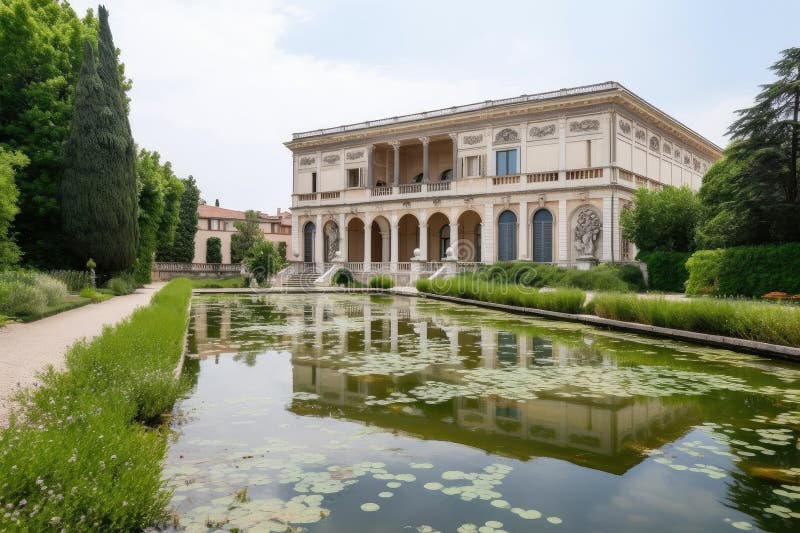 Magnificent Classical Building, Surrounded by Greenery and Water ...