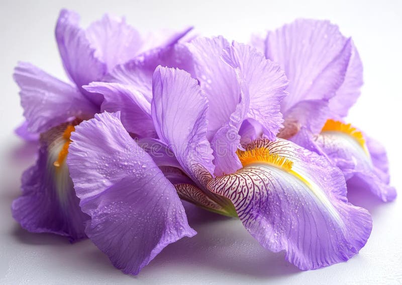 Magnificent Close-up of Isolated Iris Flowers Set on White Stock Photo ...