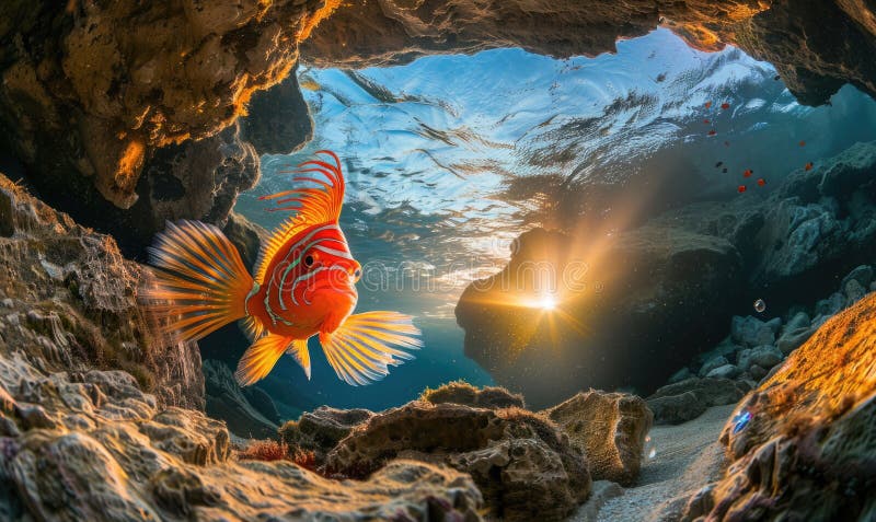 Magnificent Cockerel Fish in Habitat Stock Image - Image of fish ...