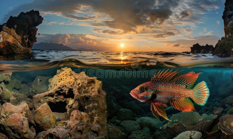 Magnificent Cockerel Fish in Habitat Stock Image - Image of tropical ...