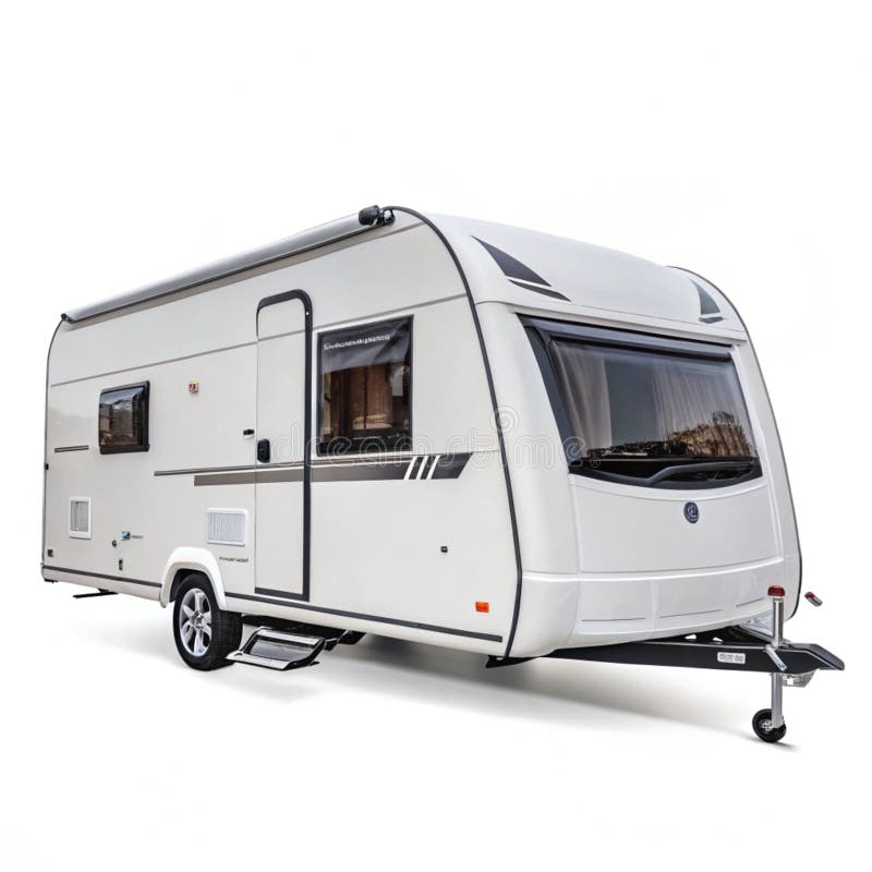 Magnificent Compact Caravan Isolated on White Background Stock ...