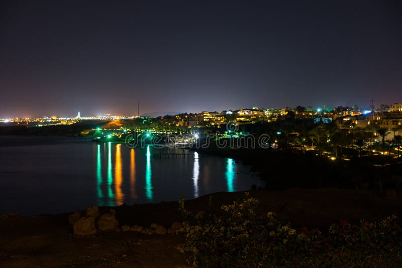 Magnificent Evening View from Sea for City Stock Image - Image of palm ...