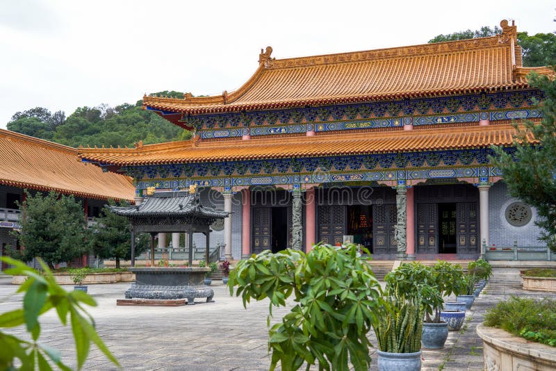 A Magnificent and Exquisite Chinese Buddhist Temple Hall Stock Photo ...