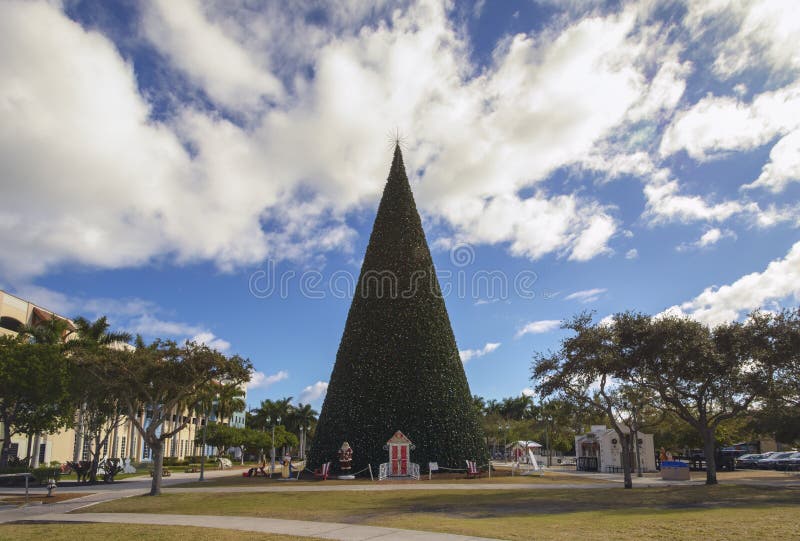 The Magnificent 100ft Christmas Tree in Delray Beach, Florida Stock ...
