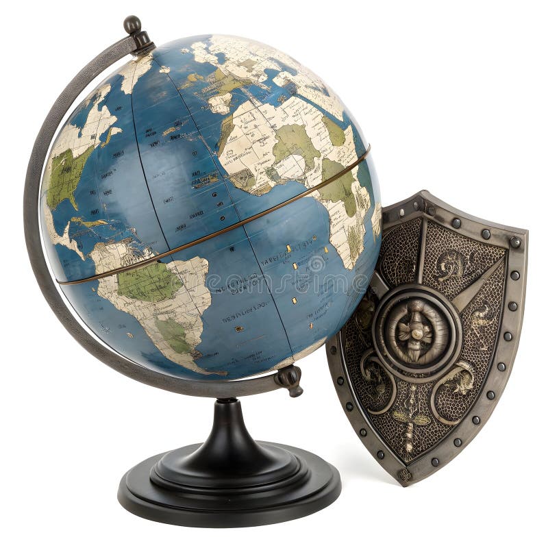 Magnificent Globe and Shield Stock Illustration - Illustration of ...