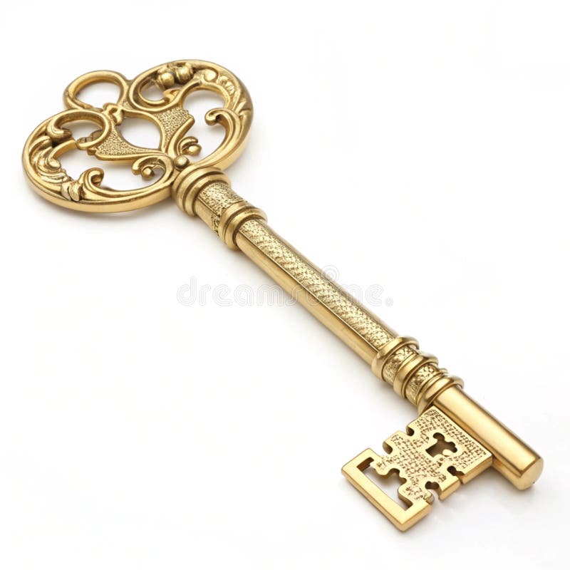 Magnificent Golden Key Isolated on White Background Stock Illustration ...
