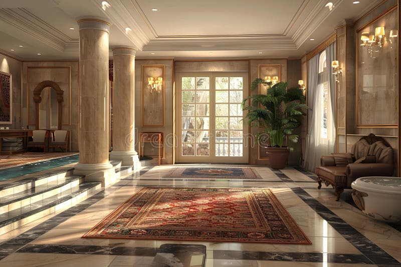 A Magnificent Hall Generated Using AI. Stock Illustration ...
