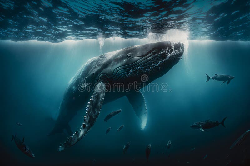 Magnificent Humpback Whale Underwater Stock Illustration - Illustration ...