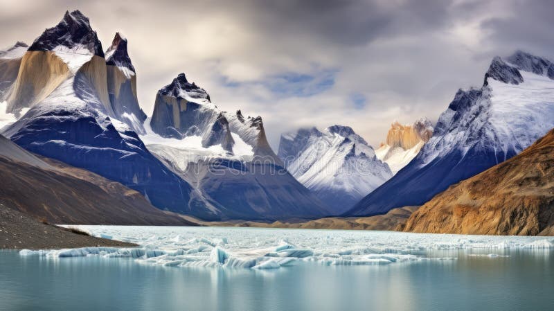 The Magnificent Ice Peaks Rising from the Mountains. Generative AI ...