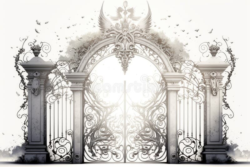 Magnificent Image of the Heavenly Gate Against a White Background Stock ...