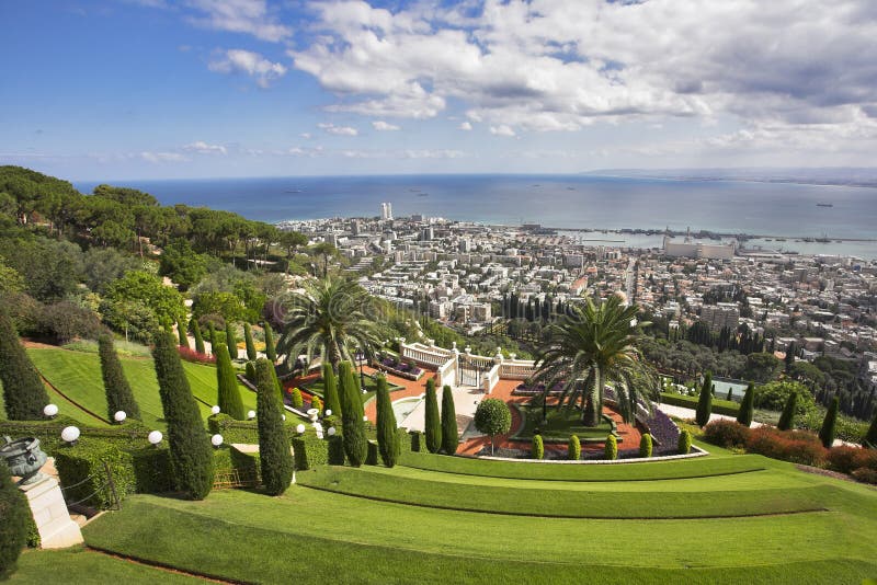 Magnificent Landscape - Bahay Gardens and Haifa Stock Photo - Image of ...