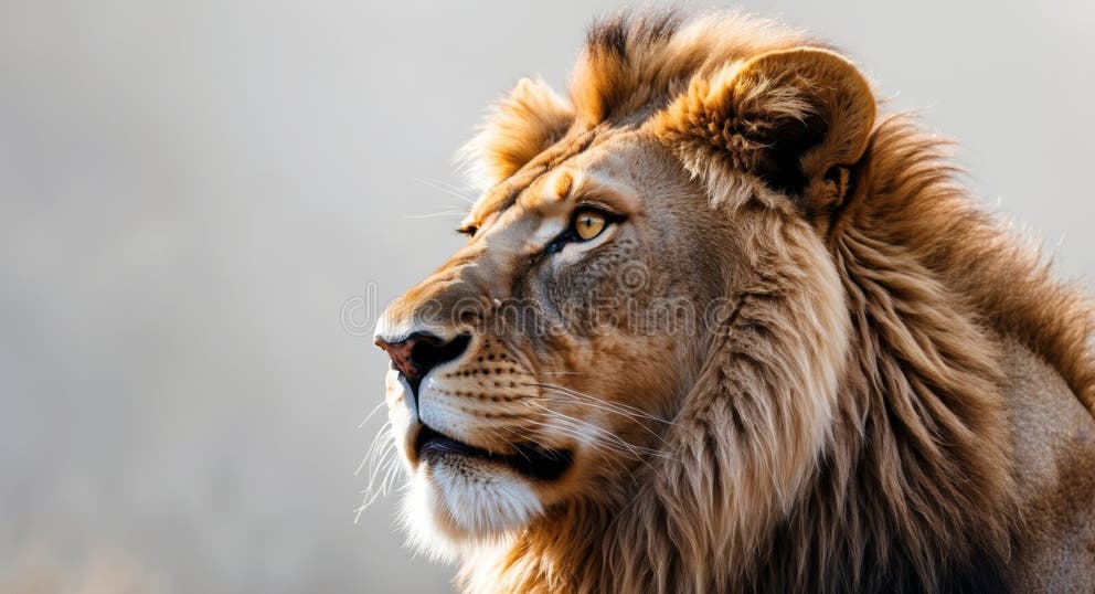 Magnificent Lion Profile View in High Quality. Stock Image - Image of ...