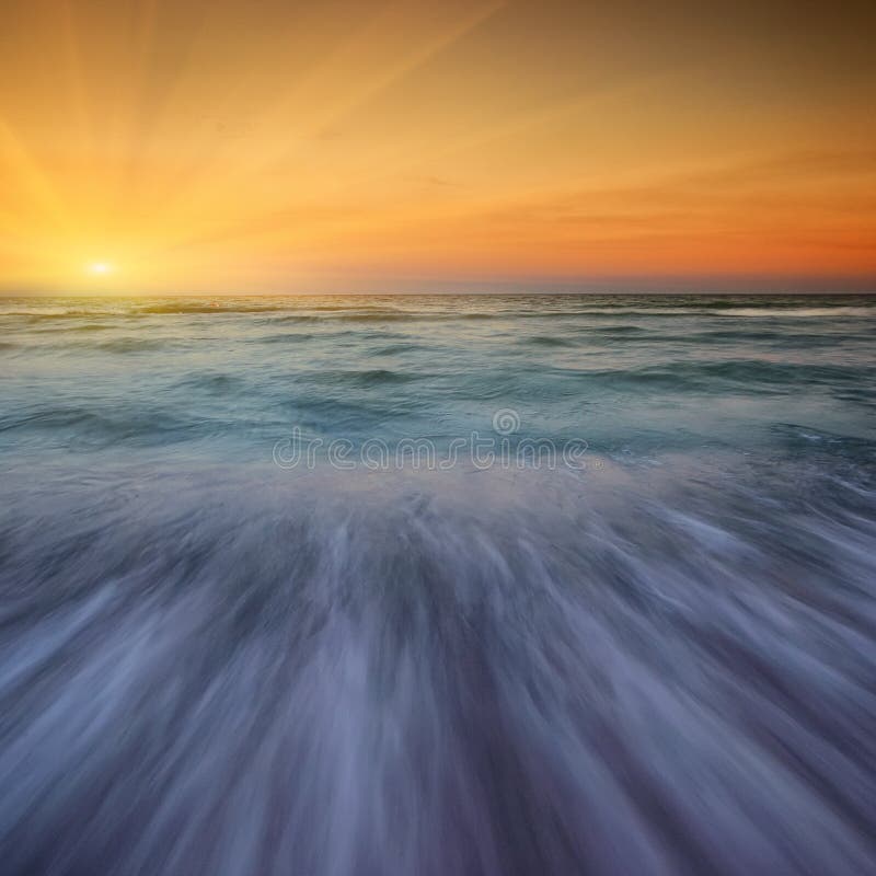 Magnificent Long Exposure Sea Sunset Stock Image - Image of nature ...