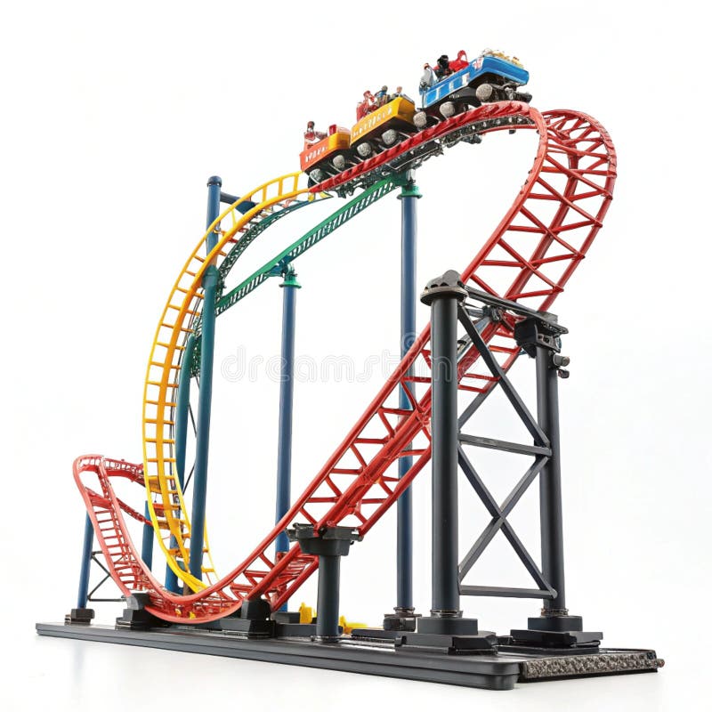Magnificent Miniature Roller Coaster Isolated on White Background Stock ...