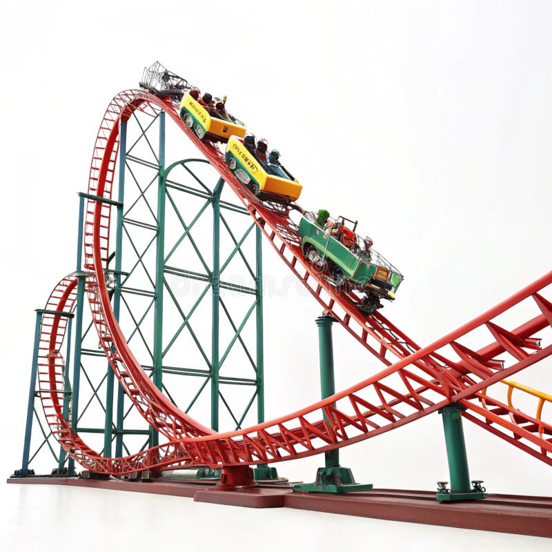 Magnificent Miniature Roller Coaster Isolated on White Background Stock ...