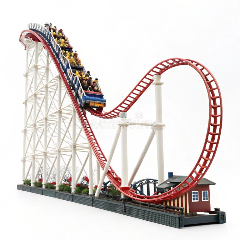 Magnificent Miniature Roller Coaster Isolated on White Background Stock ...