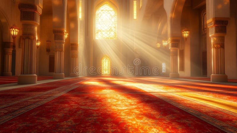 A Magnificent Moroccan Mosque Bathed in Divine Beams of Light Stock ...