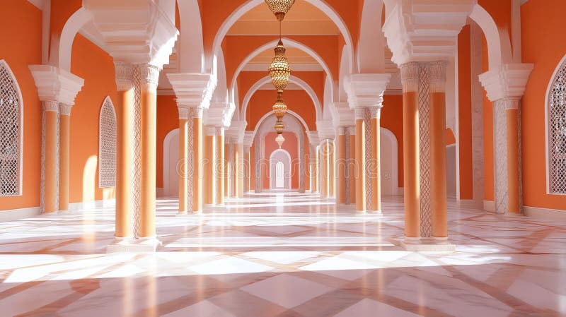 Magnificent Moroccan Palace Hall Showcasing Ornate Arches and Columns ...