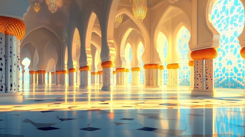 Magnificent Mosque. Arabic Theme Stock Illustration - Illustration of ...