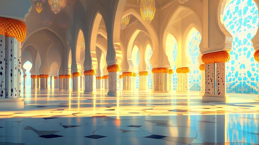 Magnificent Mosque. Arabic Theme Stock Illustration - Illustration of ...