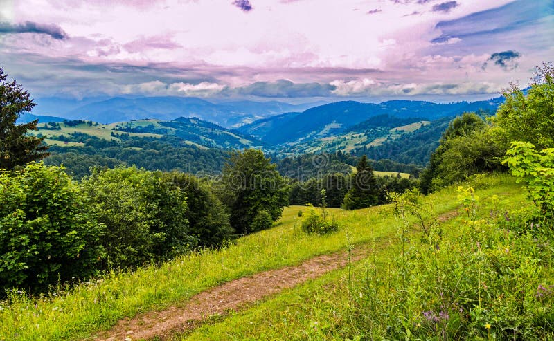 Magnificent Mountain Scenery a Small Path and Endless Clouds Floating ...