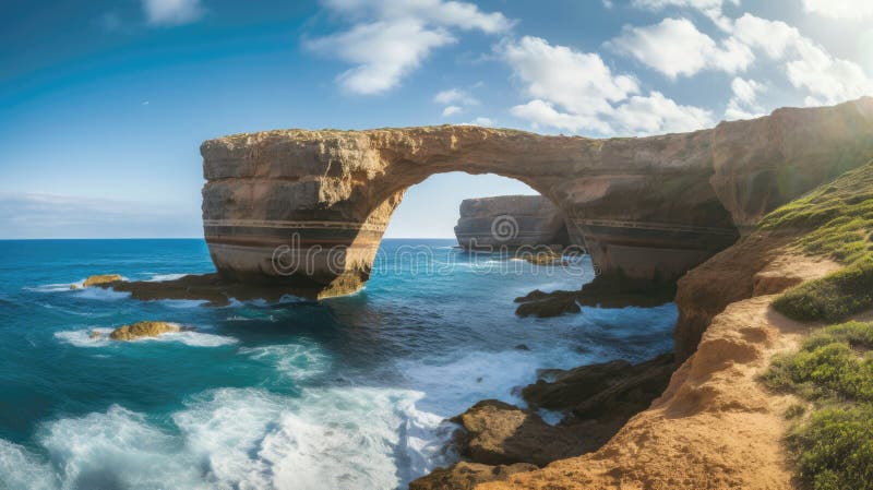 Magnificent Natural Arch Standing Tall Against a Dramatic Coastline ...