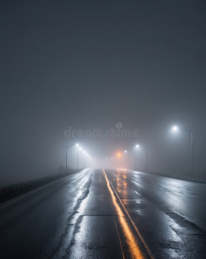 Magnificent Night Road Surface with Fog and Light Reflection 43 Stock ...