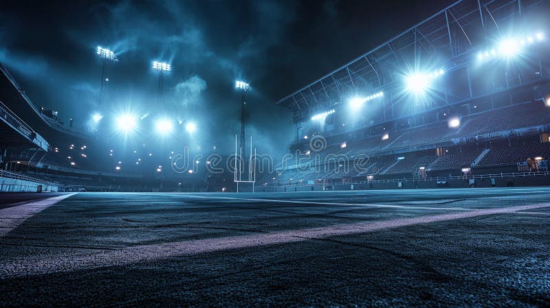 A Magnificent Night View of a Vibrantly Lit Stadium Stock Image - Image ...