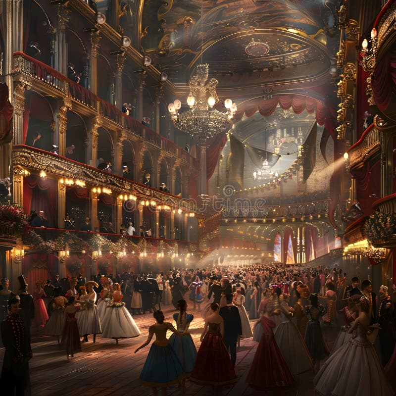 Magnificent Opera House Backstage with Performers Preparing for a Grand ...