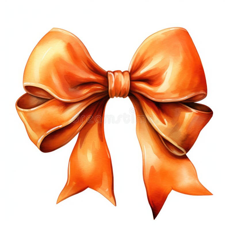 A Magnificent Orange Bow on a White Background Using Watercolor ...