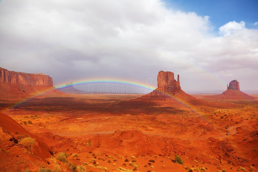Magnificent Rainbow in Monuments Valley Stock Image - Image of ...