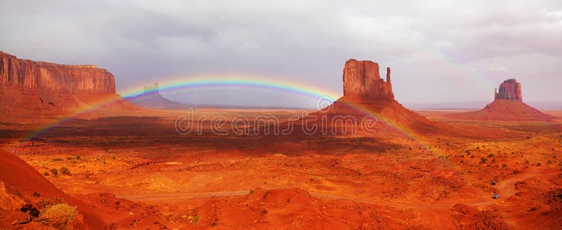 Magnificent Rainbow in Monuments Valley Stock Photo - Image of cliff ...