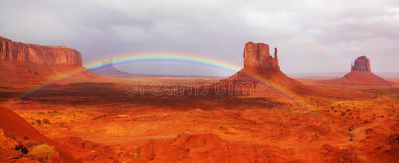 Magnificent Rainbow in Monuments Valley Stock Image - Image of sand ...
