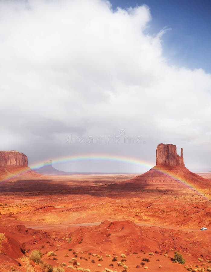 Magnificent Rainbow in Monuments Valley Stock Photo - Image of cliff ...